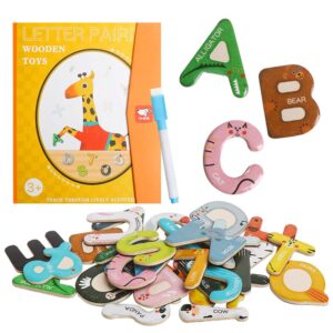 usatdd jumbo magnetic animals alphabets with board colourful letters toys refrigerator magnet stick paper preschool learning spelling tools writing &matching games homeschool supplies for toddler