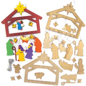 baker ross ax578 nativity wooden mobile kits - pack of 2, christmas decorations for kids to decorate and display, ideal kids arts and crafts project