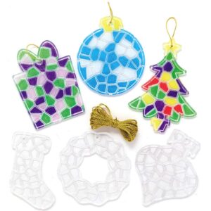 baker ross ax570 christmas crystal mosaic decorations - pack of 10, acrylic festive suncatchers for creative art and craft activities, to make and decorate.