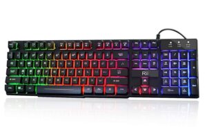 rii rk100+ multiple color rainbow led backlit large size usb wired mechanical feeling multimedia gaming keyboard,office keyboard for working or primer gaming,office device (renewed)