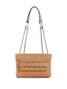 guess womens illy convertible crossbody flap, beige, one size us