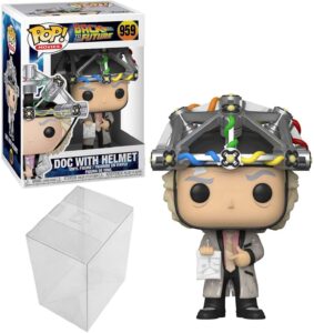 funko pop! movies: back to the future - doc with helmet bundle with 1 popshield pop box protector