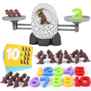 nueplay 62pcs balance math game, kids cartoon dinosaur toys stem educational kindergarten preschool learning counting game for boys & girls, ideal chrismas birthday gift toys for children toddlers