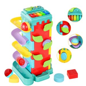 insoon 4 in 1 baby activity cube toddler toys age 1-2 with music lights race track ball toys for 1 2 3 4 year old girls boys stem developmental fun learning toy montessori fine motor best toddler gift