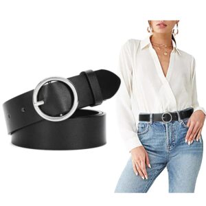 suosdey women leather belt with o-ring buckle,fashion soft ladies waist belt for jeans dresses,1.3" width