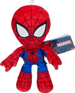 mattel marvel spider-man plush character figure, super hero soft doll in classic suit, 8 inches tall