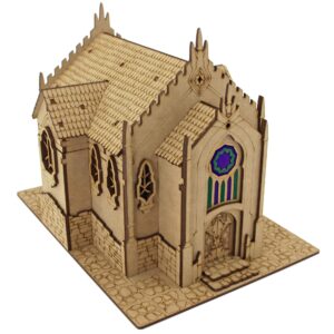 temple church d&d wooden laser cut buildings fantasy terrain 25mm 32mm 28mm miniatures for dungeons and dragons, pathfinder & other tabletop rpg