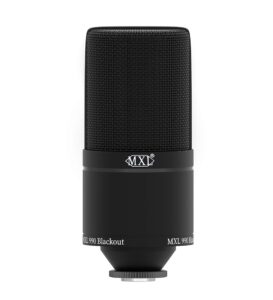 mxl 990 condenser microphone for podcasting, singing, home studio recording, gaming & streaming | detailed sound | xlr | large diaphragm (blackout)