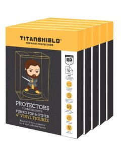 titanshield 0.5mm pop protectors sleeve case compatible with funko - 4" inch pop! vinyl figures (100 pack)