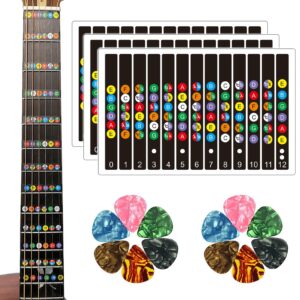 12 pcs celluloid picks 0.46mm/0.71mm/0.96mm，with 3 pcs guitar fretboard stickers for guitar players