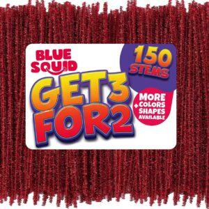 blue squid pipe cleaners craft chenille stems - chenille cleaners, pipe cleaners, diy art & craft projects, kids fuzzy sticks crafts, extra long pieces, sparkle crafting colors