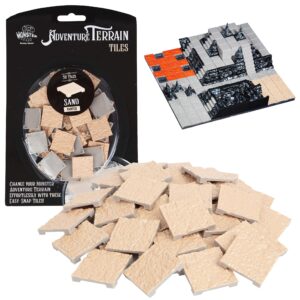 monster adventure terrain- sand tiles- 50pc hand-painted 1x1 - tile set- easy snaps creates amazing tabletop terrain in minutes- compatible with dnd dungeons dragons, pathfinder, all rpg games