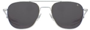 ao original pilot sunglasses - silver - true color gray skymaster glass lenses - bayonet temple - polarized - 52-20-140