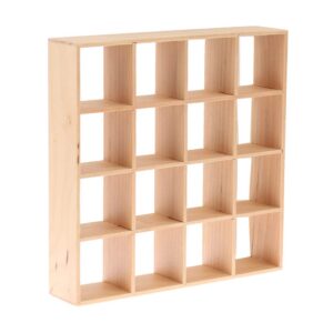 1: 12 dollhouse miniature wooden storage rack 16 grid shelves doll house wall rack bookshelf display dollhouse furniture accessories