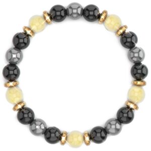 citrine crystal hematite feng shui black obsidian wealth bracelet. citrine crystal beaded bracelets for women and men. 100% wealth generator and lucky money attraction, prosperity, goals