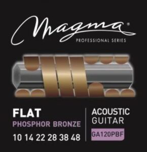 magma - light acoustic guitar strings 10-48 gauge flat phosphor bronze wound acoustic string set (.010" - .048") 1 set - ga120pbf