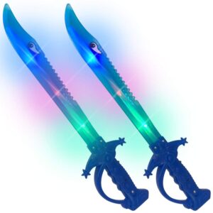 artcreativity light up shark sword for kids (set of 2) - 15 inch light up boy toys with flashing led lights, toys for boys 4-6 - fun play swords gifts for kids - elevate your kids halloween costume