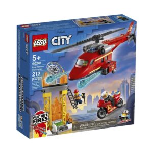 lego city fire rescue helicopter 60281 building kit; firefighter toy and fun playset for kids, new 2021 (212 pieces)