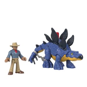 fisher-price imaginext jurassic world dinosaur toy stegosaurus & dr. alan grant figure set for pretend play preschool kids ages 3+ years