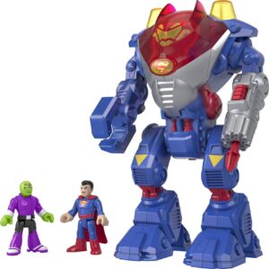 fisher-price imaginext dc super friends preschool toy superman robot playset with lights sounds & 2 figures for pretend play kids ages 3+ years