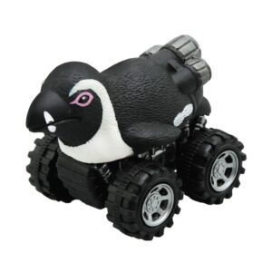 wild zoomies - penguin from deluxebase. friction powered monster truck toys with cool animal riders, great car toys and penguin toys for boys and girls