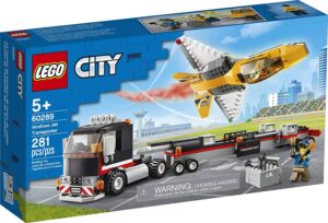 lego city airshow jet transporter 60289 building kit; fun toy playset for kids, new 2021 (281 pieces)