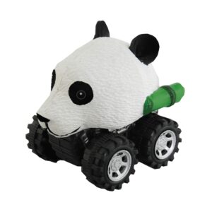 wild zoomies - panda from deluxebase. friction powered monster truck toys with cool animal riders, great car toys and panda toys for boys and girls