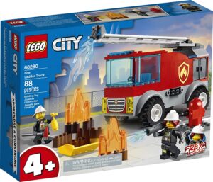 lego city fire ladder truck 60280 building kit; fun firefighter toy building set for kids, new 2021 (88 pieces)