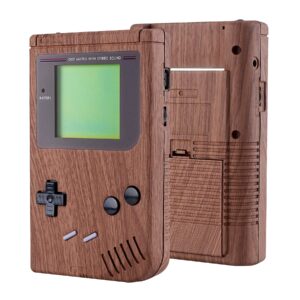 extremerate wood grain soft touch case cover replacement full housing shell for gameboy classic 1989 gb dmg-01 console with w/screen lens & buttons kit - handheld game console not included