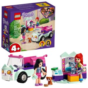 lego friends cat grooming car 41439 building kit; collectible toy that makes a great holiday or birthday gift idea, new 2021 (60 pieces)