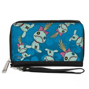 buckle-down women's pu zip around wallet rectangle-lilo & stitch, 7.5"x4.5"