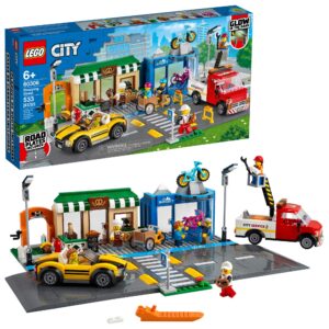 lego city shopping street 60306 building kit; cool building toy for kids, new 2021 (533 pieces)