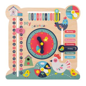 smile a while montessori wooden toys kids calendar teaching clock for kids learning to tell time great for circle time learning center all about today board weather and days of the week for kids