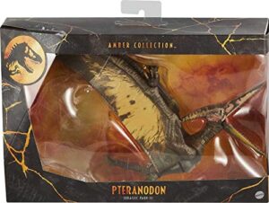 jurassic world toys amber collection pteranodon 6-in dinosaur action figure, movie-authentic detail, movable joints & figure display stand, collectible gift 8 years & up