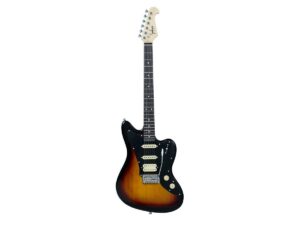 monoprice indo series 6 string basswood-body electric guitar, right, sunburst (625882)