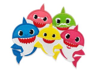 cute shark babies embroidered 6.3" wide iron on patch