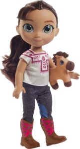 mattel spirit untamed toddler lucky doll (approx. 14-in) in jeans outfit with embroidery style fabric top, boots plus spirit plush figure & brush, great gift for ages 3 years old & up