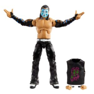 wwe jeff hardy elite collection action figure, 6-in posable collectible gift for wwe fans ages 8 years old & up [colors may vary]