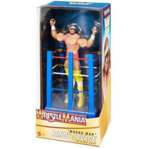 wwe wrestlemania moments macho man randy savage 6 inch action figure ring cart with rolling wheelscollectible gift for wwe fans ages 6 years old and up