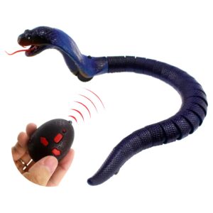 tipmant rc snake infrared remote control cobra fake realistic naja animal crawling vehicle scary trick kids halloween christmas prank toys birthday gifts (blue)