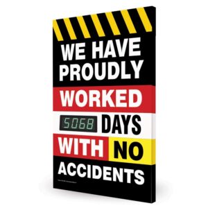 compliancesigns.com we have proudly worked__ days with no accidents digital safety scoreboard, 28x20 inch aluminum