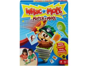 mattel games whac-a-mole match-a-mole kids card matching game with mole smackers for 2 to 3 players 5 year old & up