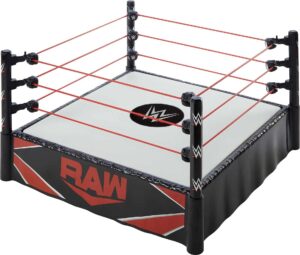 wwe superstar ring (14 in) with spring-loaded mat & real flex ropes for action figures; gift for ages 6 years old & up