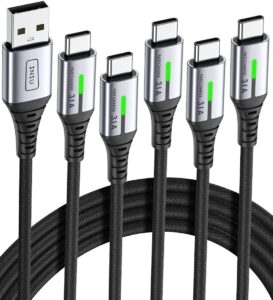 usb c cable, iniu [5 pack 3.1a] qc fast charging usb type c cable, nylon(3.3+3.3+6.6+6.6+10ft) phone charger usb-c cables for samsung galaxy s21 s20 s10 plus note 10 lg google pixel oneplus huawei etc