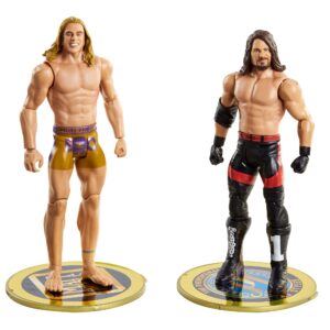 wwe aj styles vs riddle, championship showdown 2-pack, 6-in action figures high flyers, battle pack for ages 6 years old and up