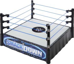 wwe superstar ring (14-in) with spring-loaded mat & real flex ropes for action figures; gift for ages 6 years old & up