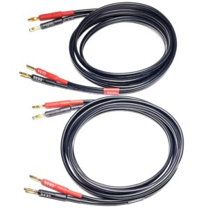 cess-037-3f banana plug male to male speaker cable 12 gauge 680 strand count silicone soft wire, 2 cables (3 feet)