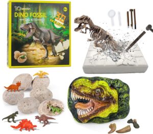 dinosaur fossil digging kit for kids, dinosaur eggs excavation dig kit, dinosaur toys for kids 5-7 8-12, great birthday for boys and girls