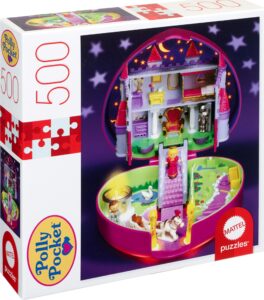 mattel games polly pocket mattel jigsaw puzzle with 500 interlocking pieces & mini-poster, image of micro doll playset, for collectors & kids ages 8 years old & up