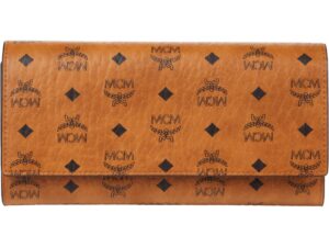 mcm flap wallet in visetos cognac one size